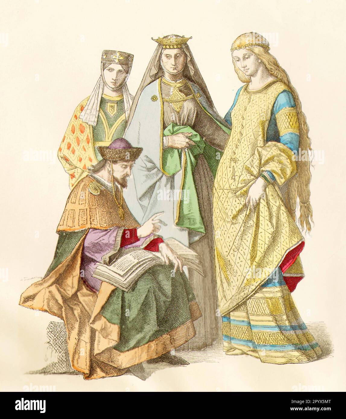 Princes and noblewomen in the High Middle Ages in contemporary dress ...