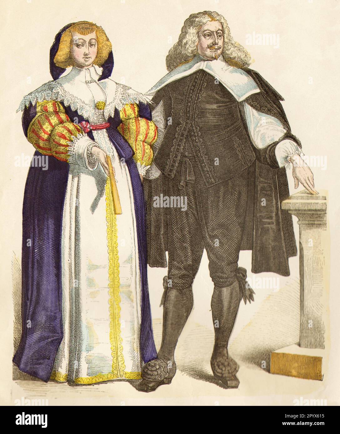 German noblemen in contemporary dress, second third of the 17th century ...