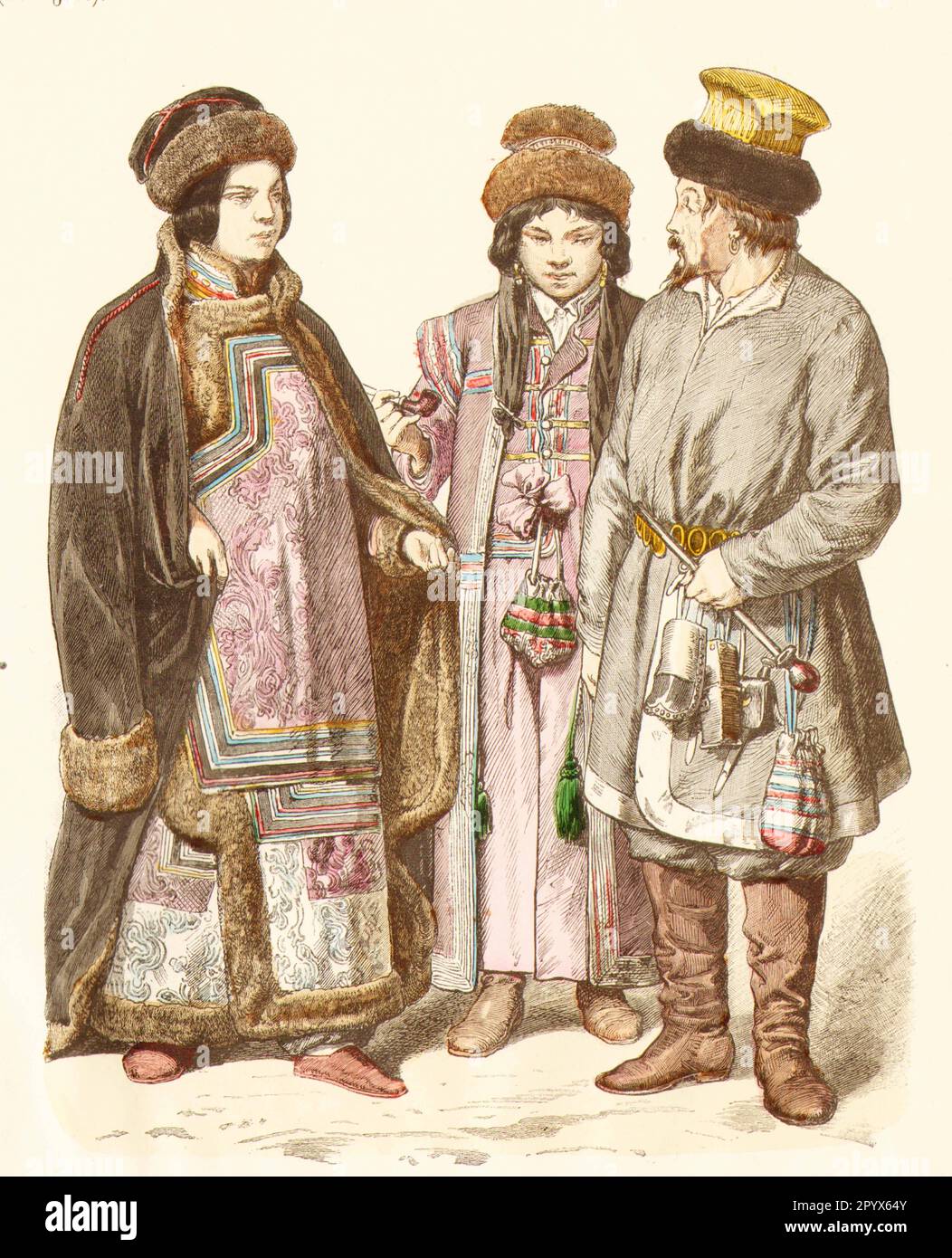 Inhabitants in Asian Russia in contemporary dress: Siberian Tartarin ...