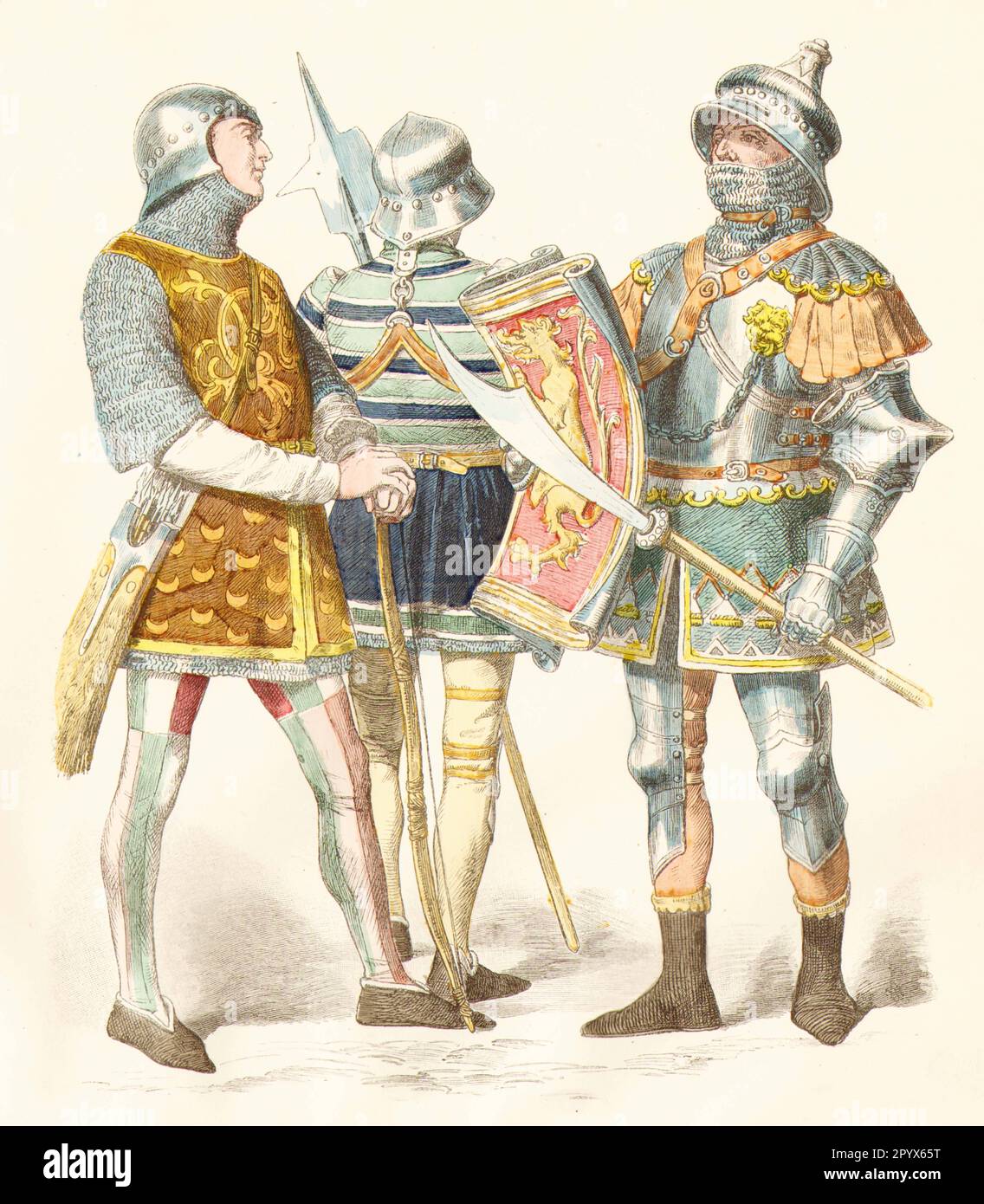 Burgundian soldiers and knights in contemporary costume. [automated ...