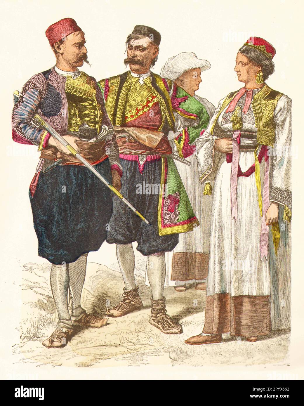 People from Grudda and Risano in Dalmatia in contemporary clothes ...