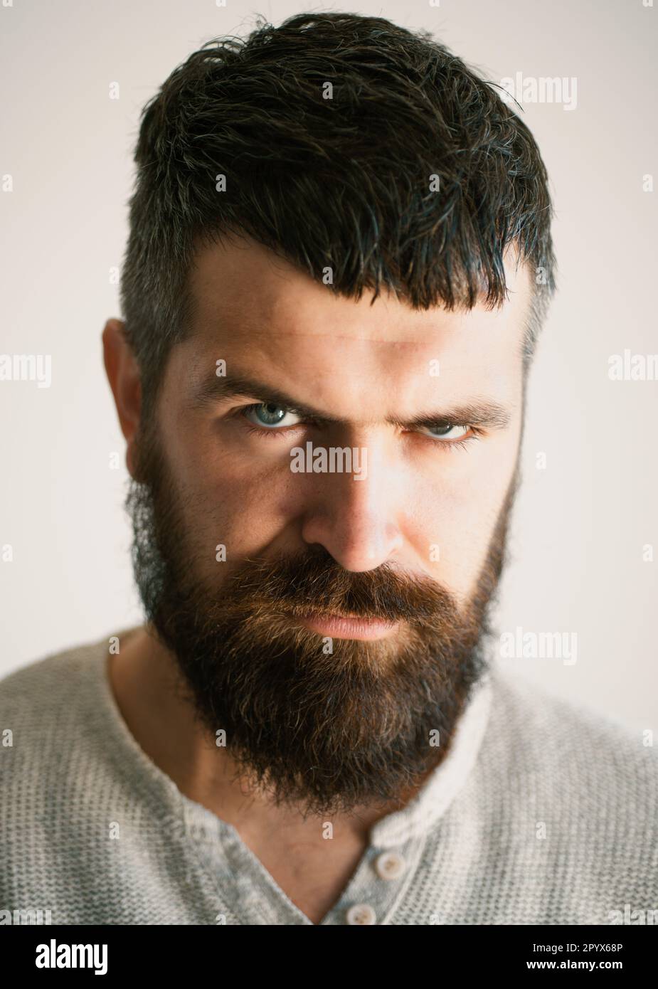 Emotional portrait. Serious bearded man. People emotions Stock Photo ...