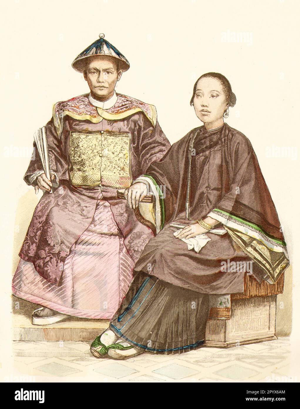 Penang merchant and Makao Chinese woman in contemporary costume ...