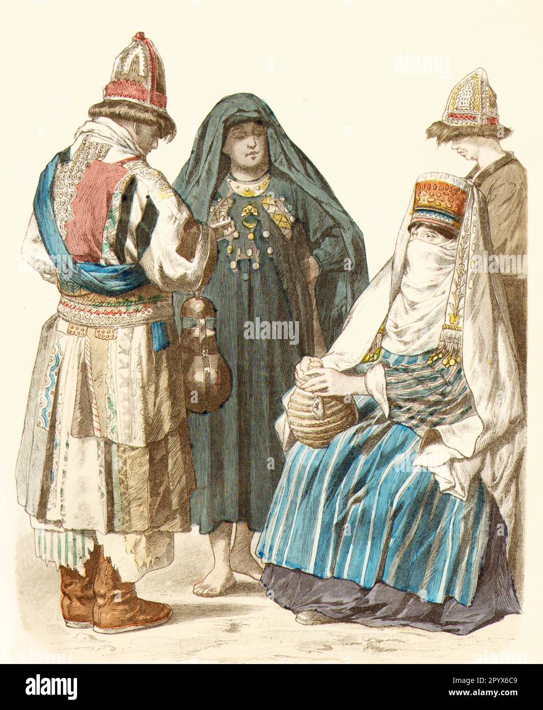 Dervish and a Turkoman woman in contemporary costume. [automated ...