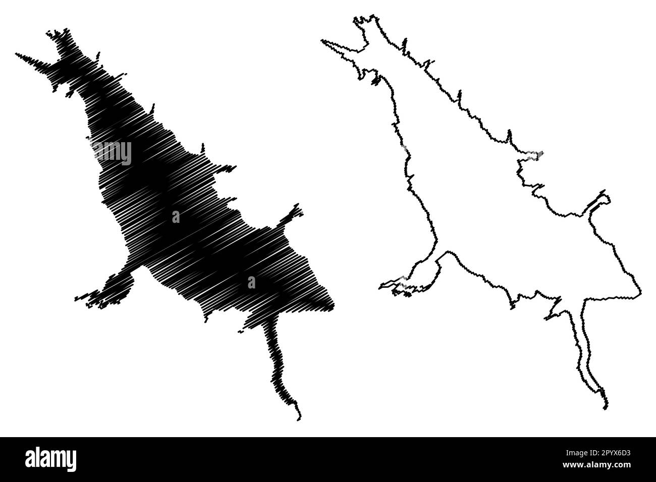 Lake Iskar Reservoir (Republic of Bulgaria) map vector illustration ...