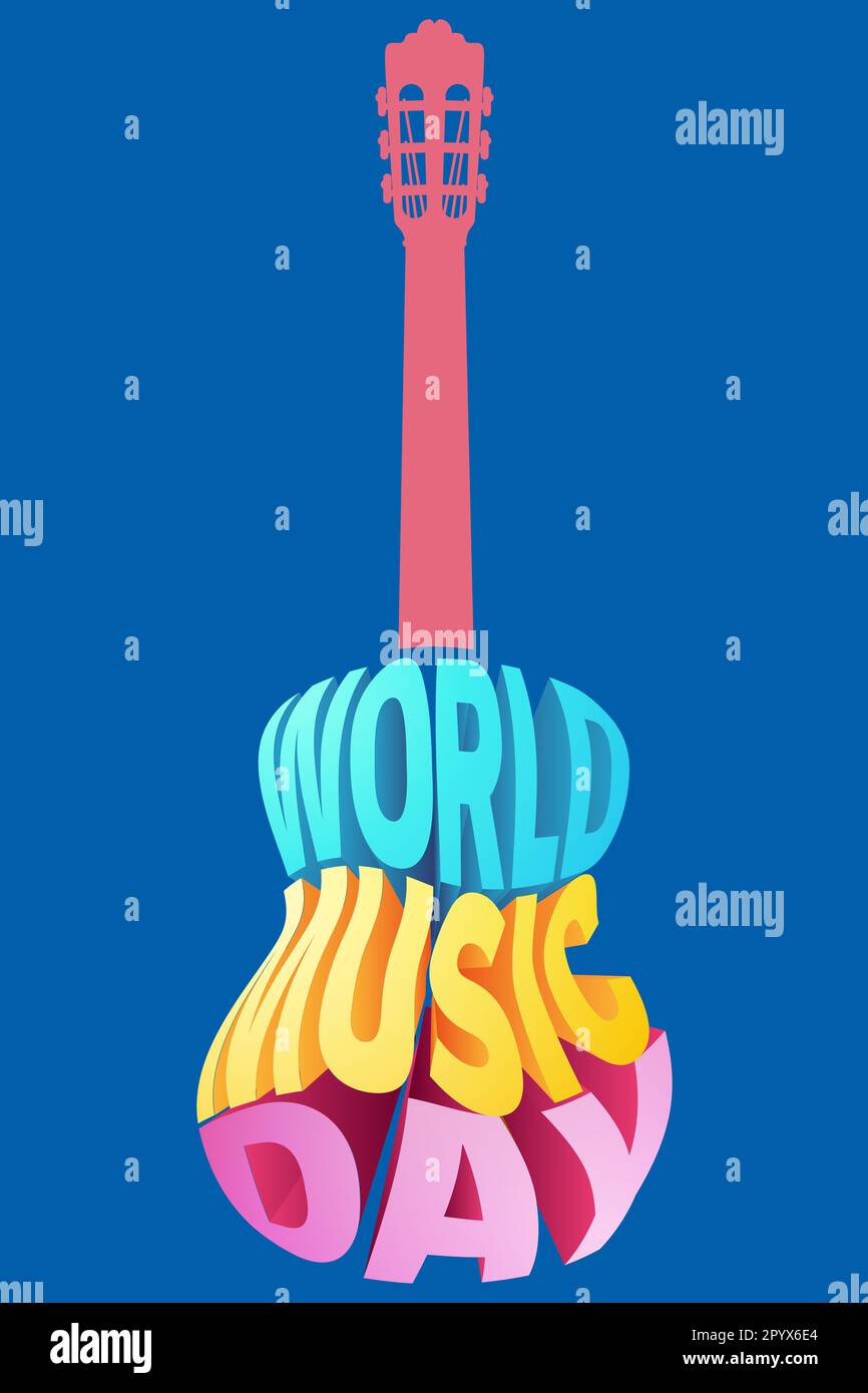 world music day design - guitar shape illustration Stock Photo - Alamy