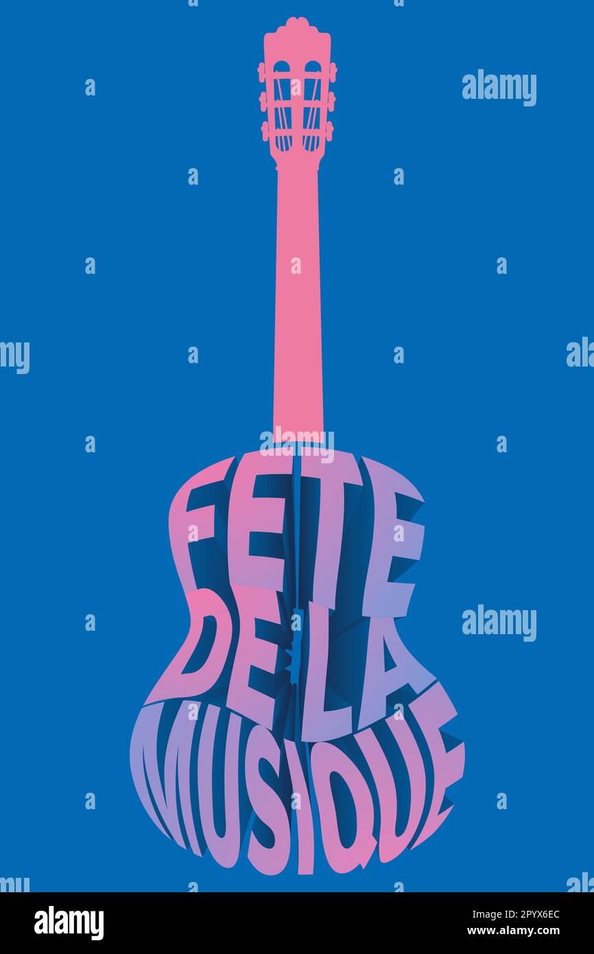 french music day design - guitar shape illustration Stock Photo - Alamy
