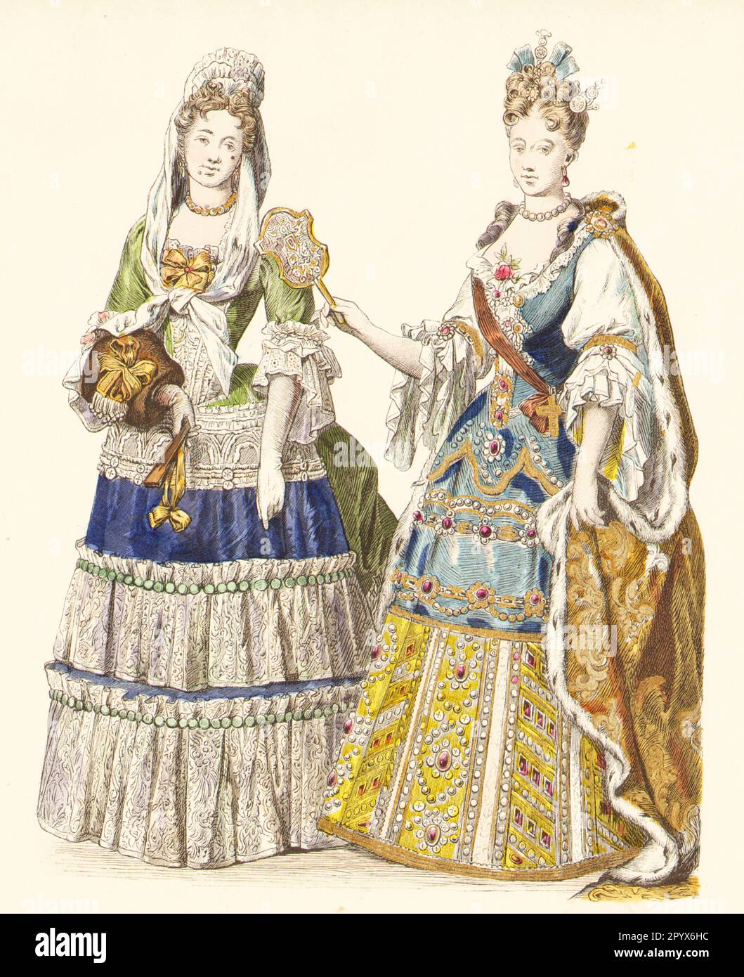 Examples of aristocratic court dress at the end of the 17th century ...