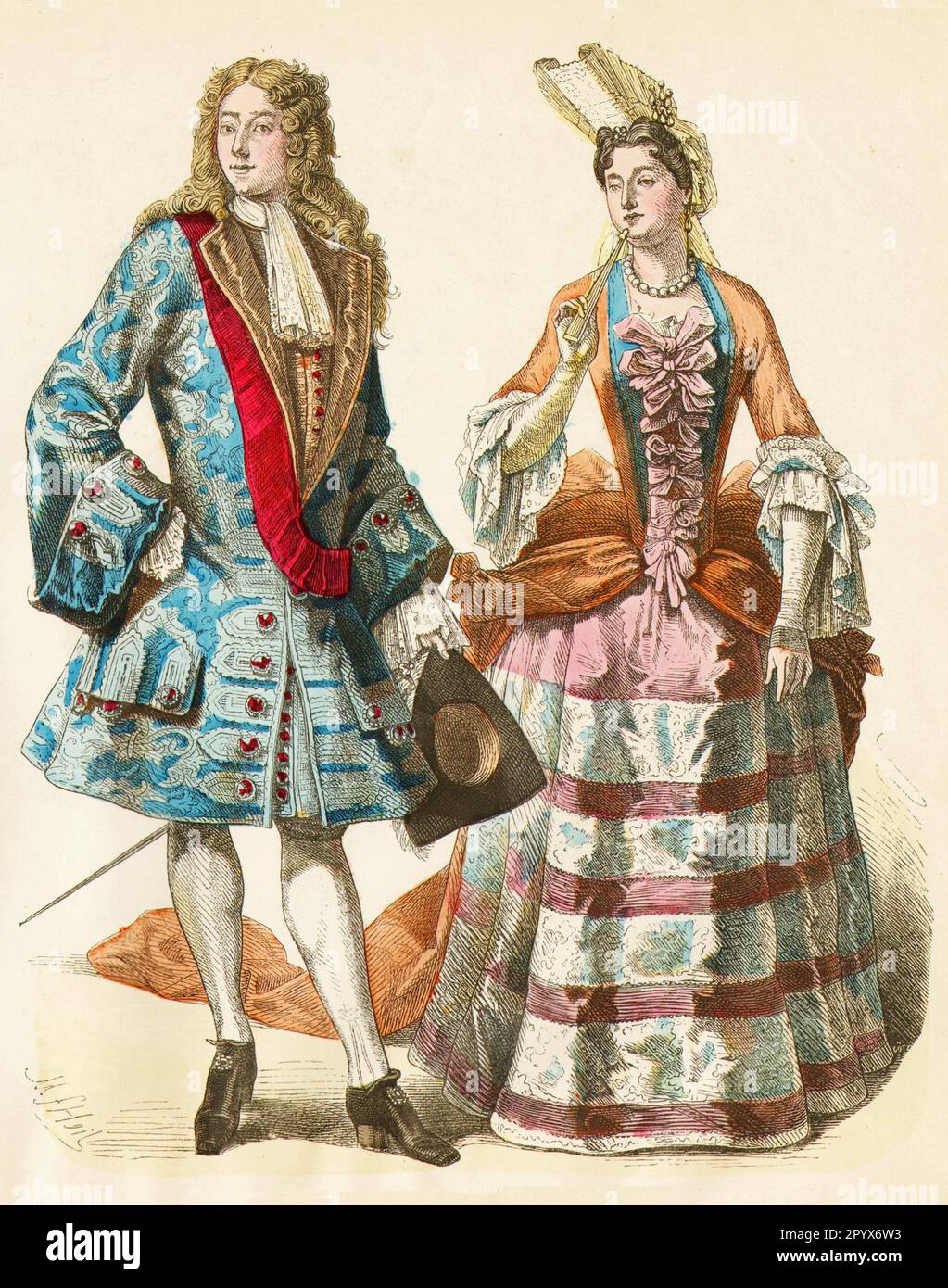 A Couple In The Noble Court Dress Of The Time First Third Of The 18th