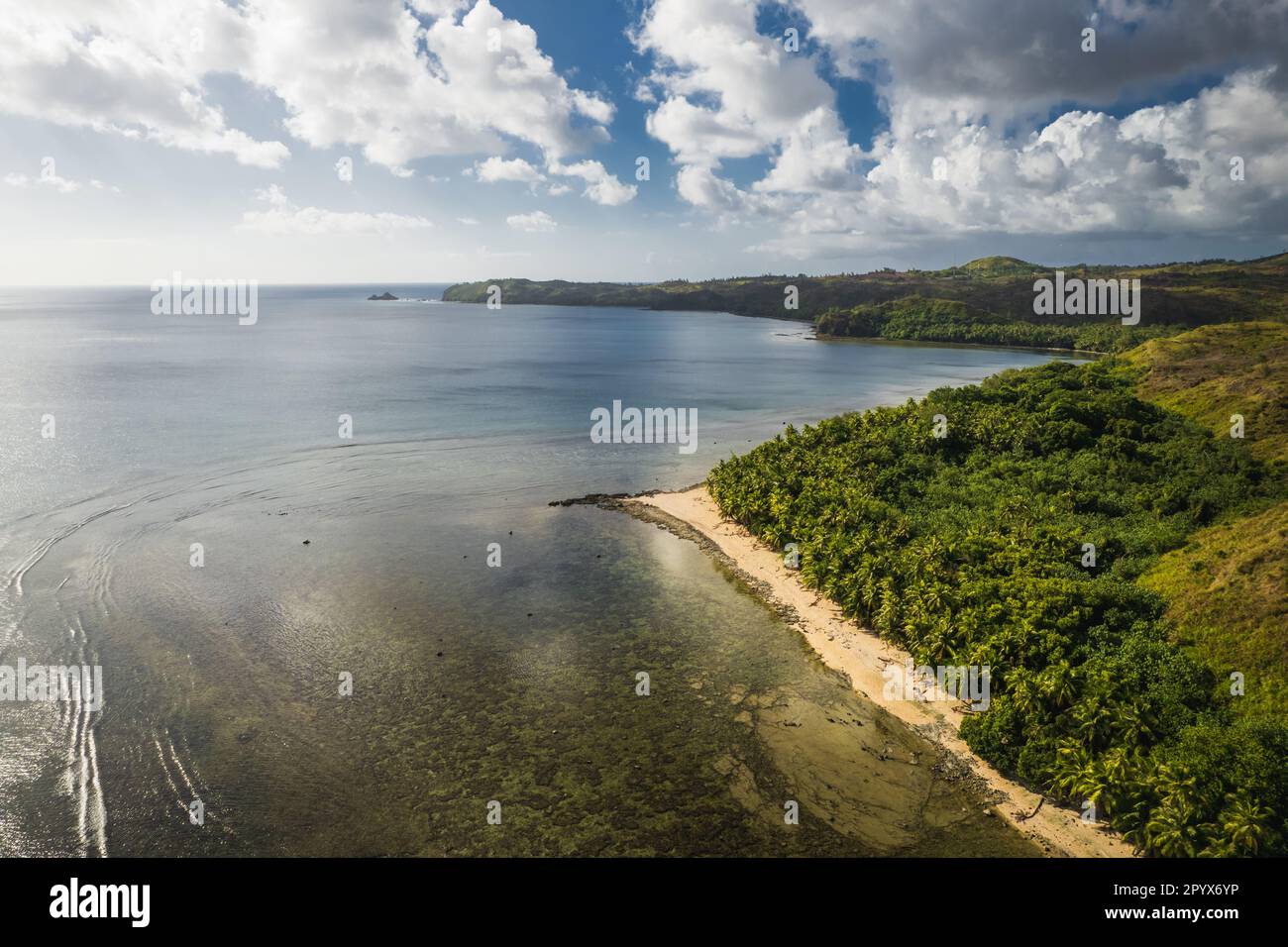 A stunning aerial view of a beach sunrise in Guam Stock Photo - Alamy