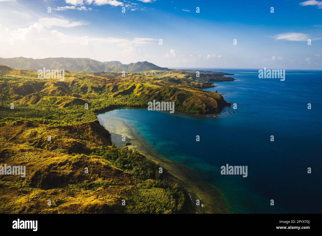 A stunning aerial view of a beach sunrise in Guam Stock Photo - Alamy