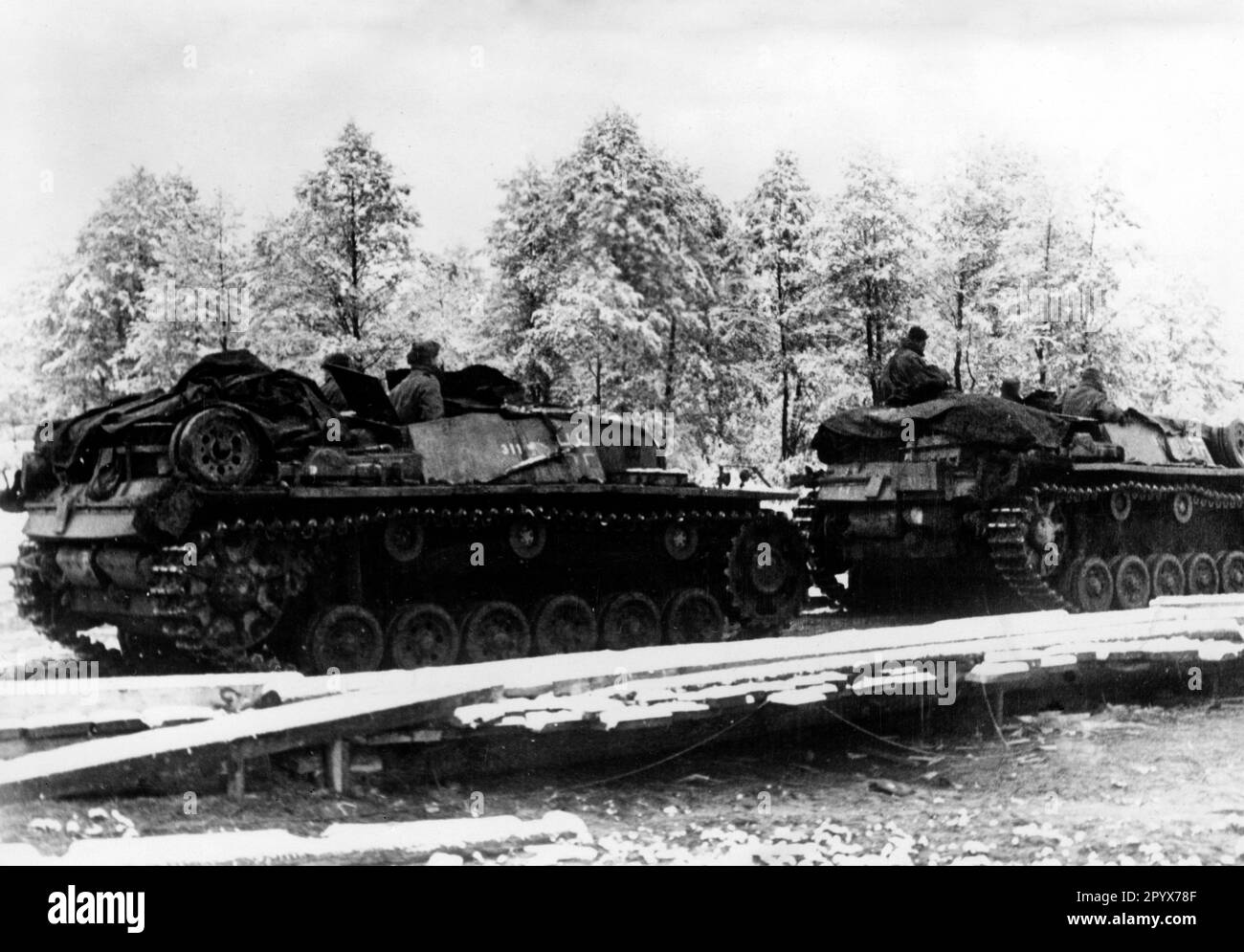 German assault guns near Bytosch in the central section of the Eastern ...