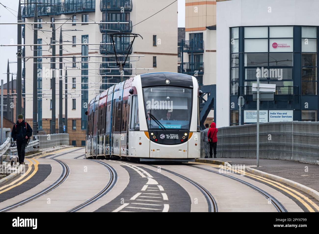 Trams to Newhaven tram on Ocean Drive during route testing, Leith ...
