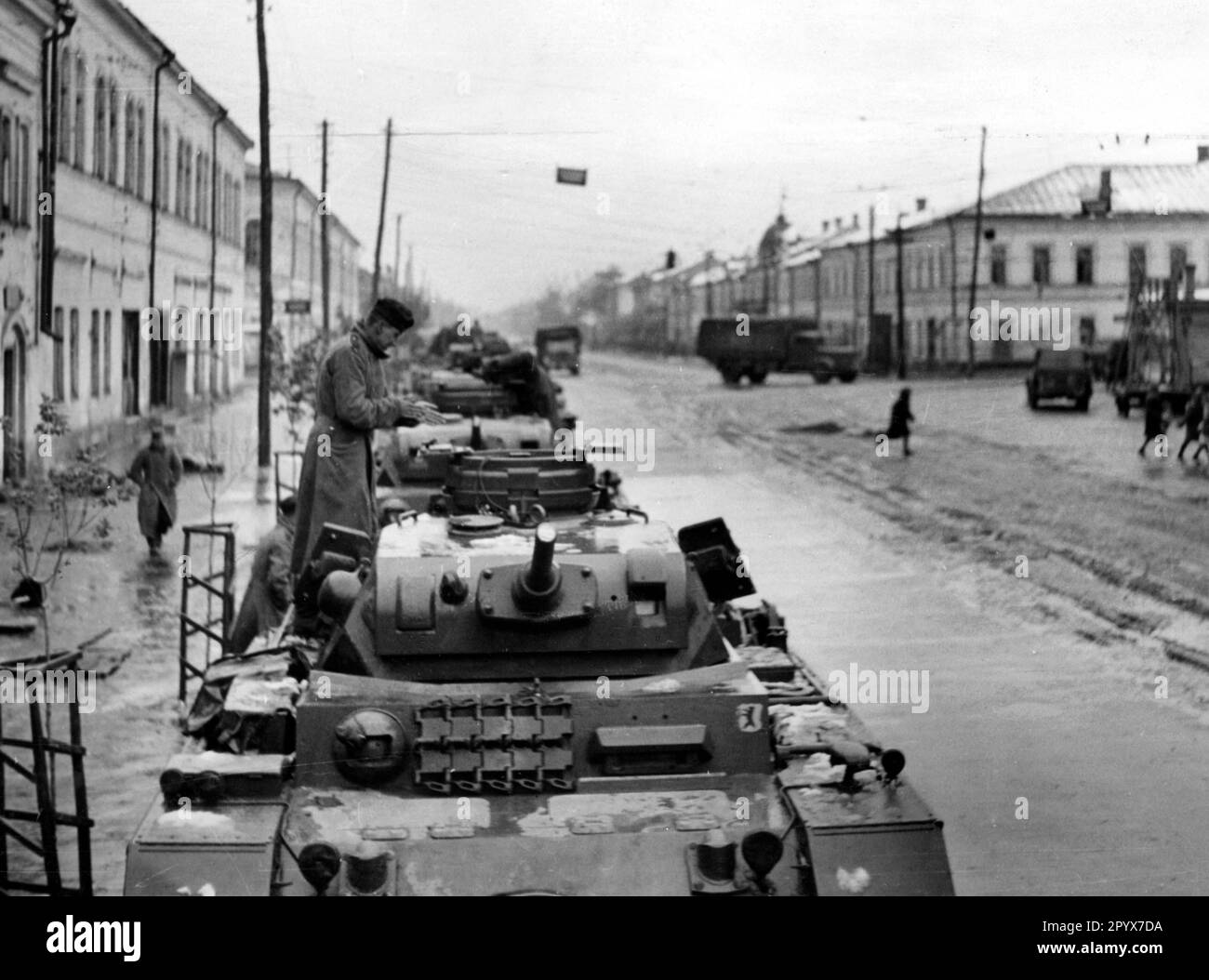 Column of German Panzer III in Orel. [automated translation] Stock ...