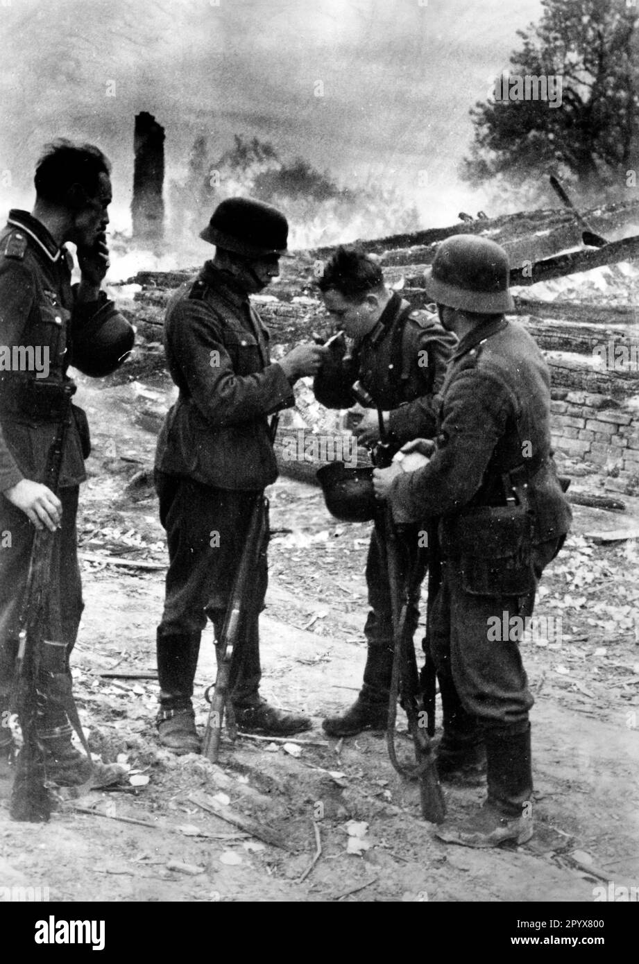 Soldier Lighting Cigarette