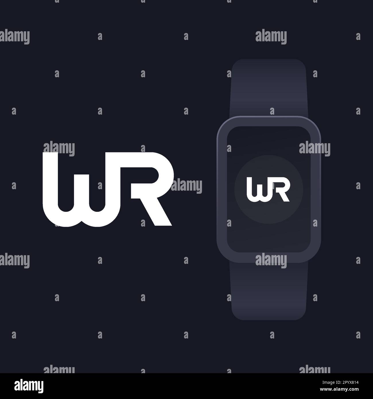 WR monogram, letters, logo design with smart watch Stock Vector Image ...