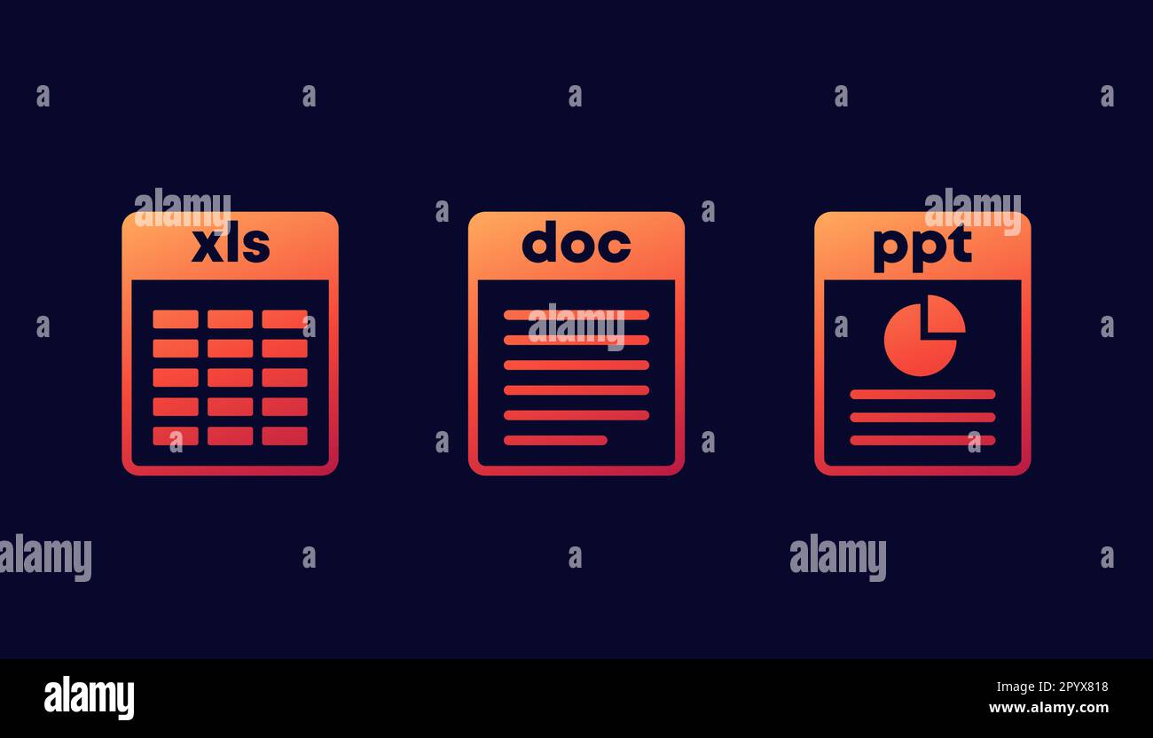 Xls, ppt and doc file icons for web Stock Vector Image & Art - Alamy