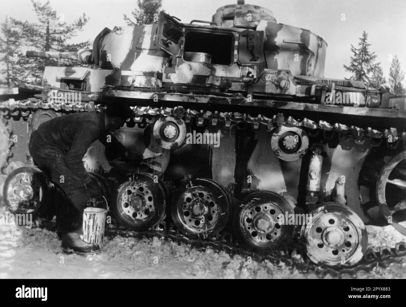 A German Panzer III on the northern front of the Eastern Front is ...