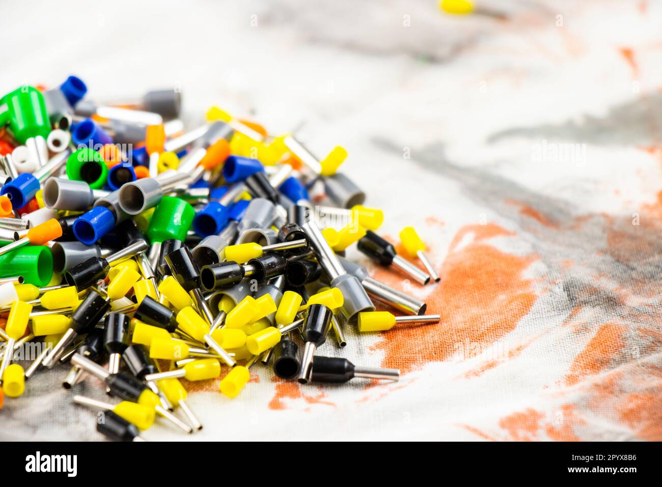 Electric wire connector, colorful set for electric cable pressing Stock ...