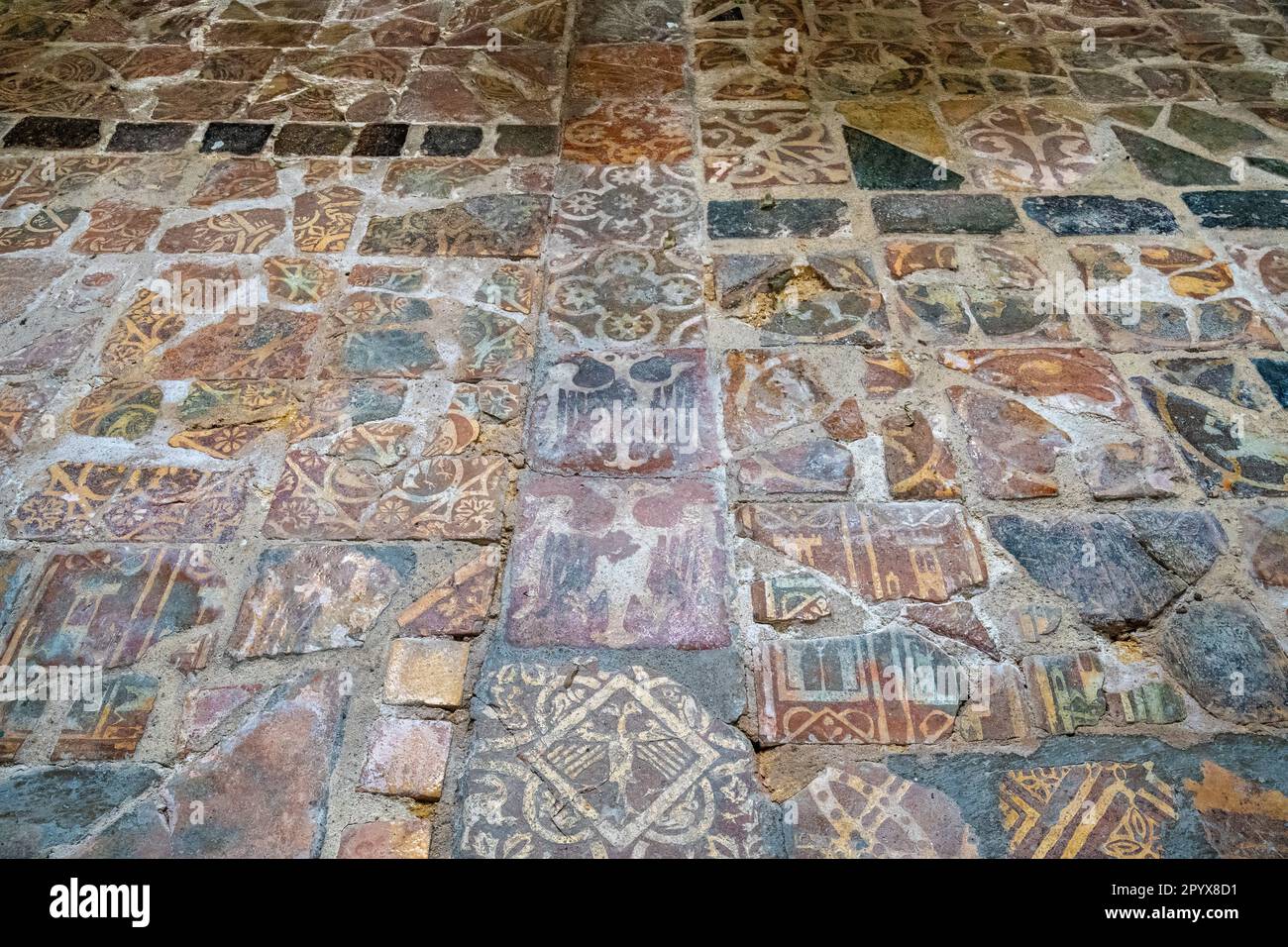 Medieval floor tiles in St Mary's Church in Selborne village, Hampshire ...