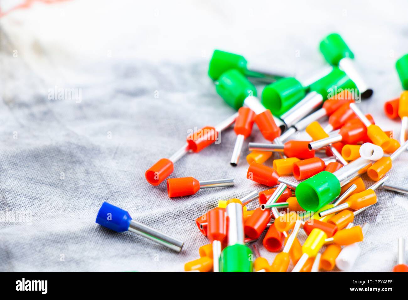 Electric wire connector, colorful set for electric cable pressing Stock ...