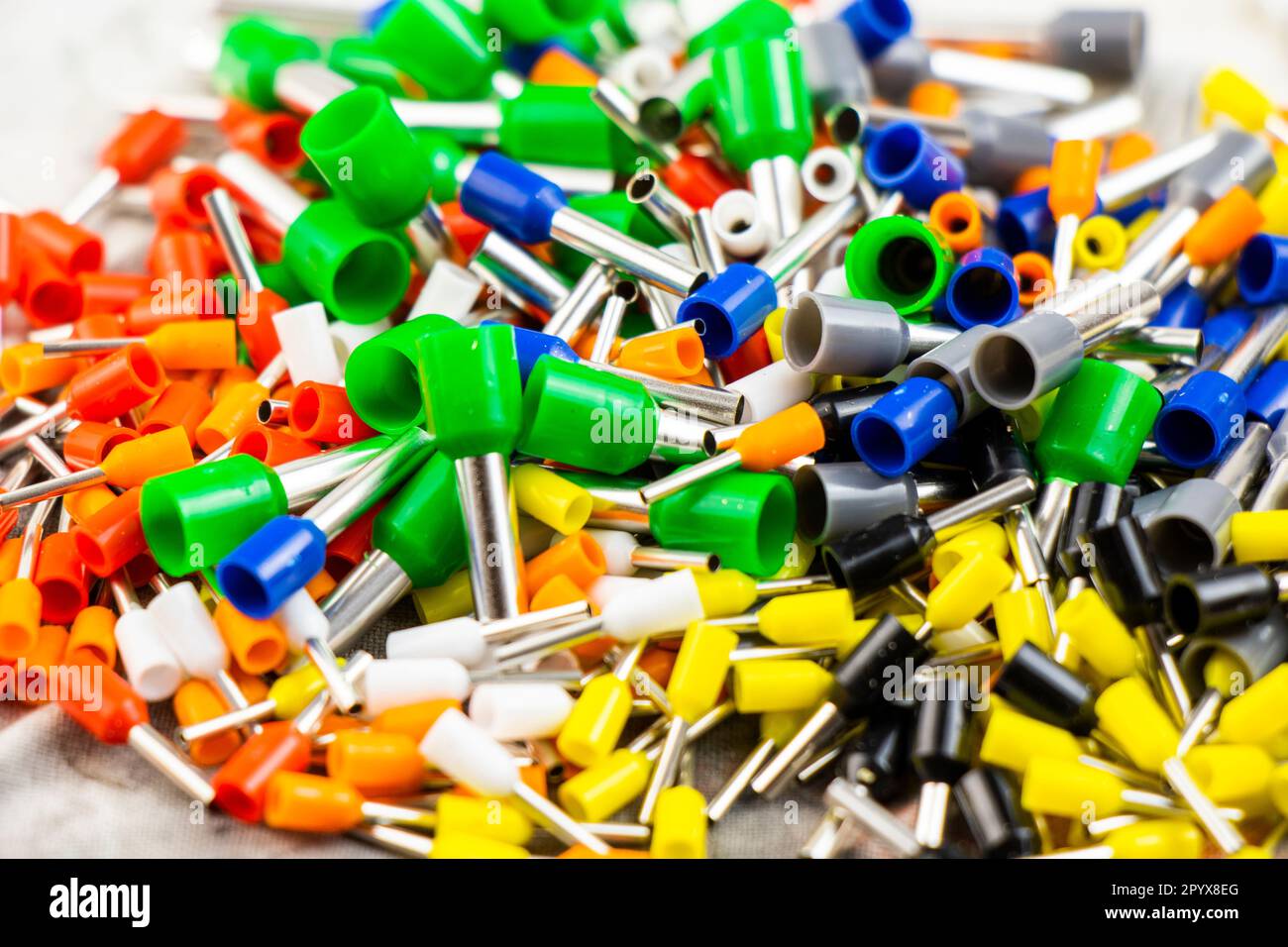 Electric wire connector, colorful set for electric cable pressing Stock ...