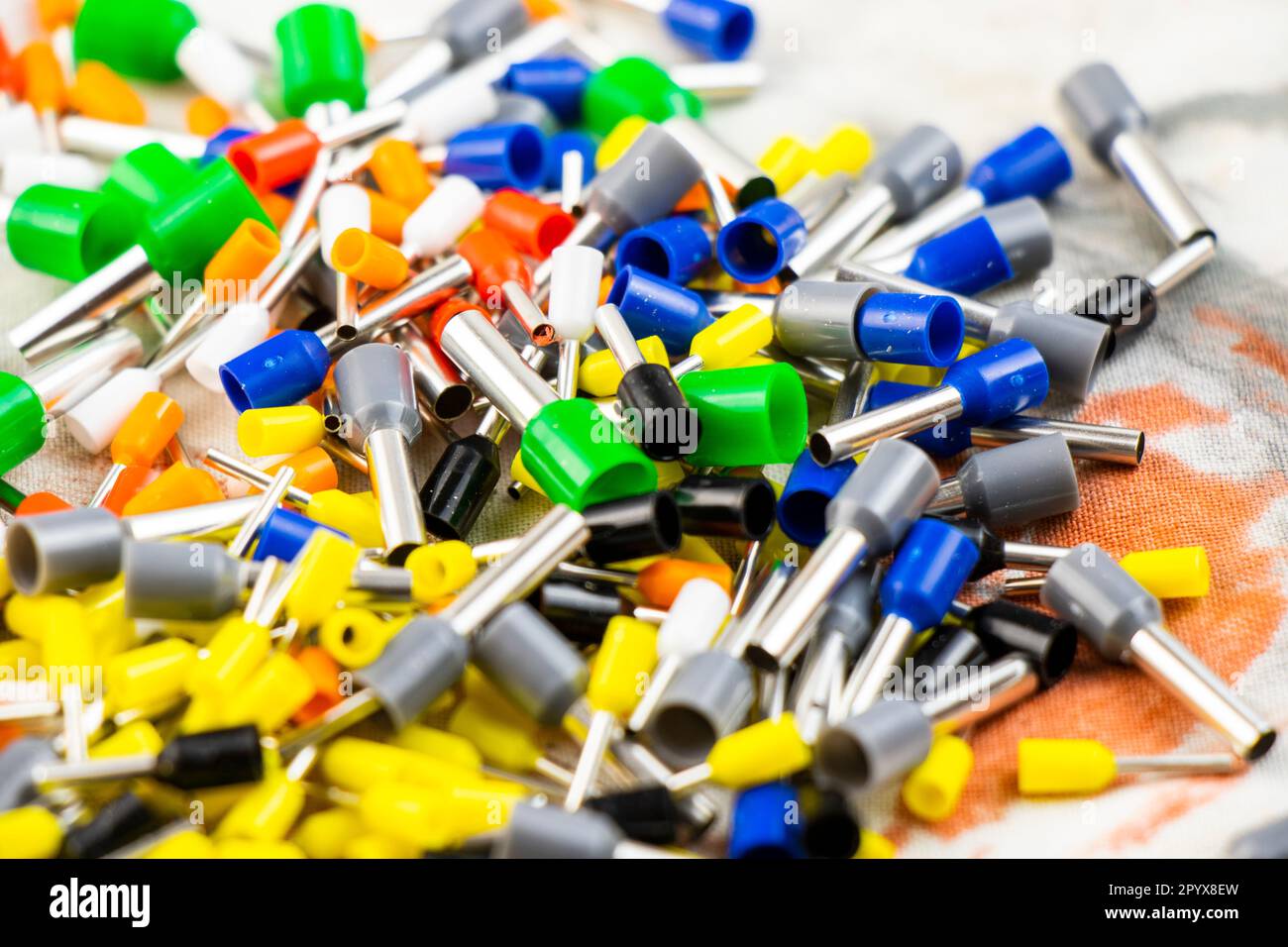 Electric wire connector, colorful set for electric cable pressing Stock ...