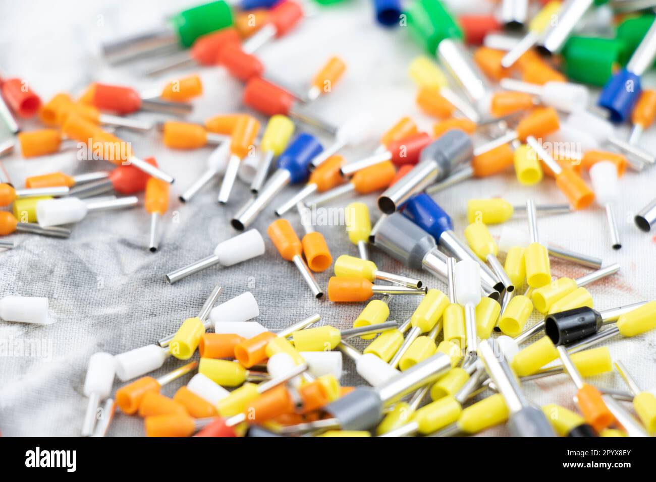 Electric wire connector, colorful set for electric cable pressing Stock ...