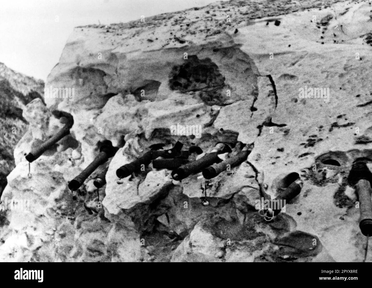 In a German trench on the front line south of Lake Ladoga, steel hand ...