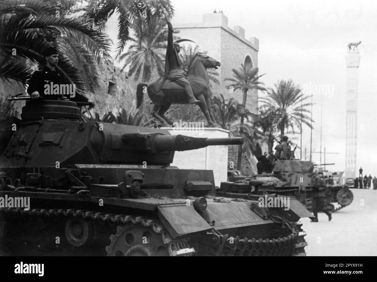German Panzerkampfwagen III in front of the Mussolini monument in ...