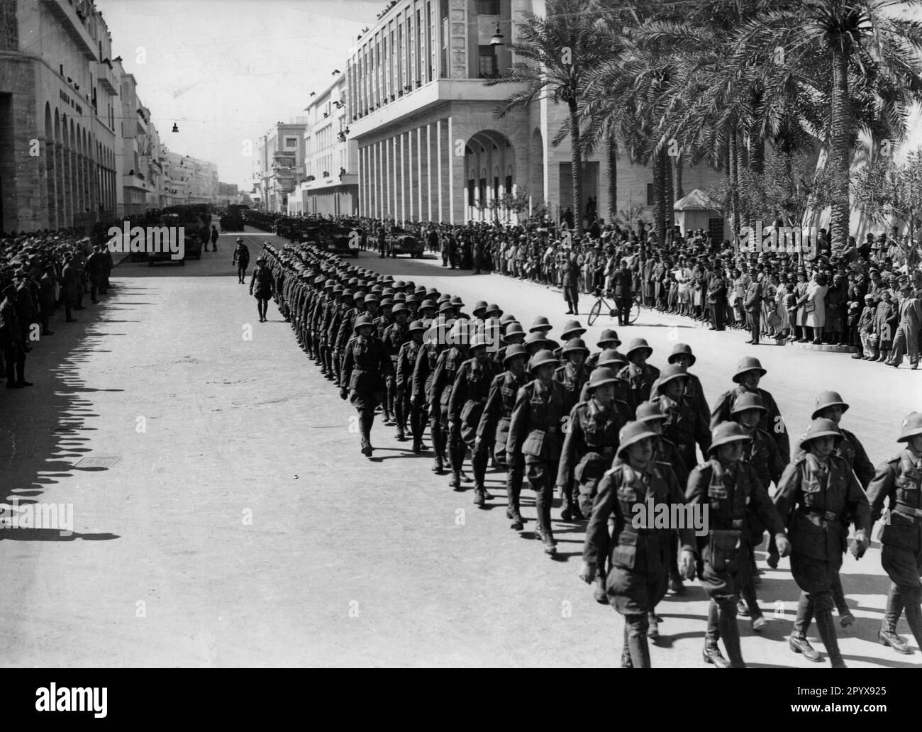 German troops of the Afrika Korps march into Tripoli (modern Libya) in ...