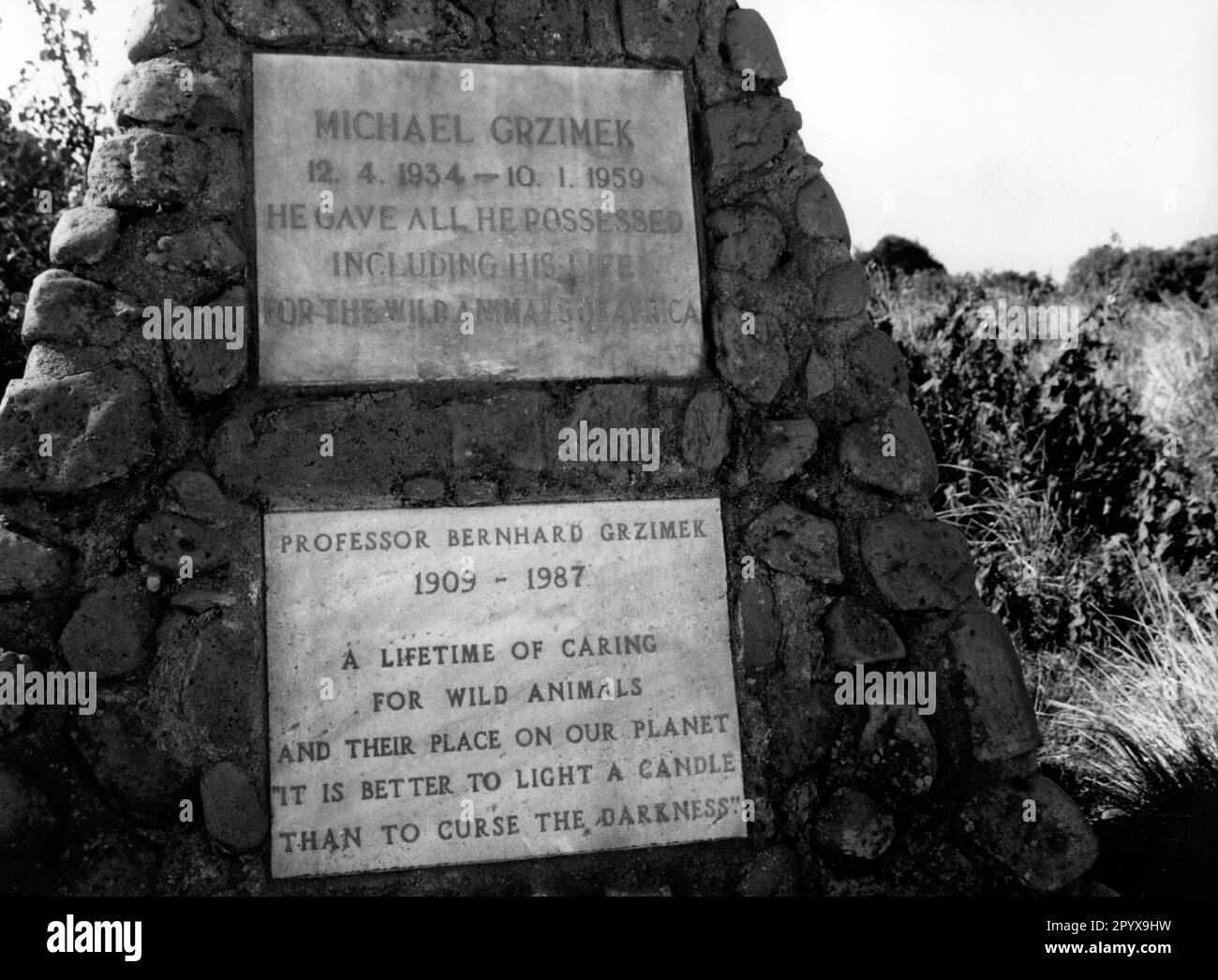 Grave of zoologist Christian and Michael Grzimek in Tanzania Stock ...