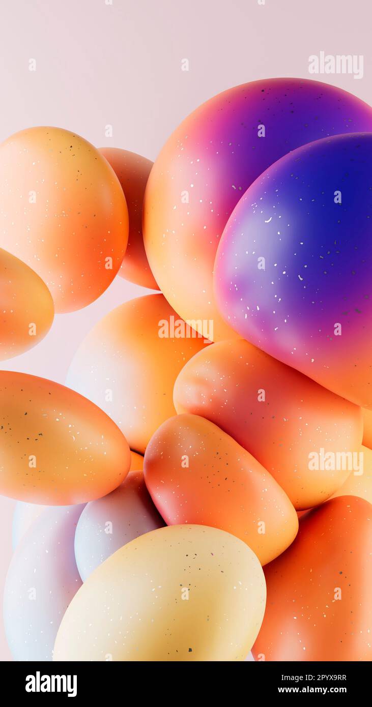 A 3D rendering of abstract geometric crumpled sphere shaped objects in ...