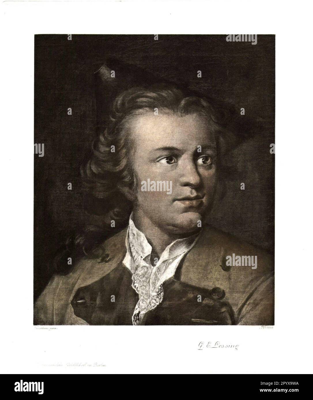 Gotthold Ephraim Lessing, German writer. Portrait of a youth, painted ...