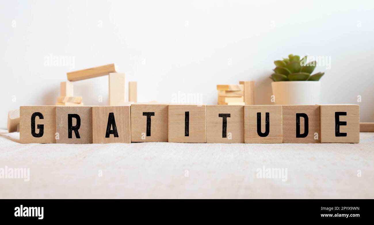 Gratitude - word concept on building blocks Stock Photo - Alamy