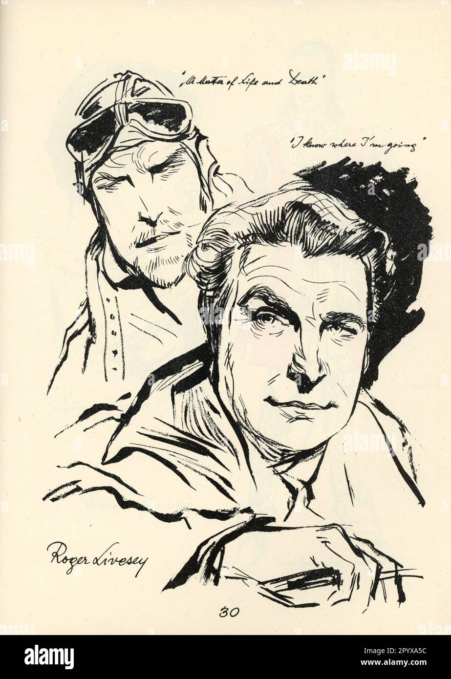 Caricature Portrait by EMIL WIESS of ROGER LIVESEY in A MATTER OF LIFE ...