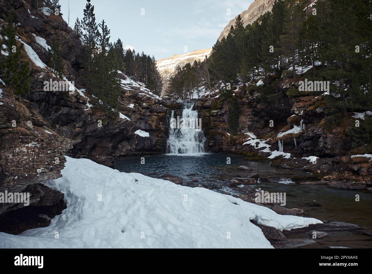 Cascade of gradas de Soaso in winter Stock Photo - Alamy