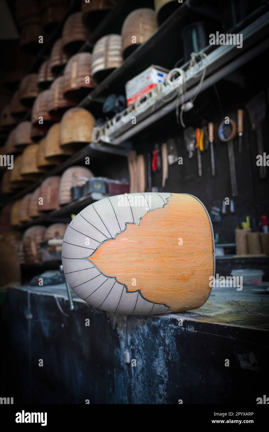 Traditional Turkish folk music instrument baglamas are in the making ...