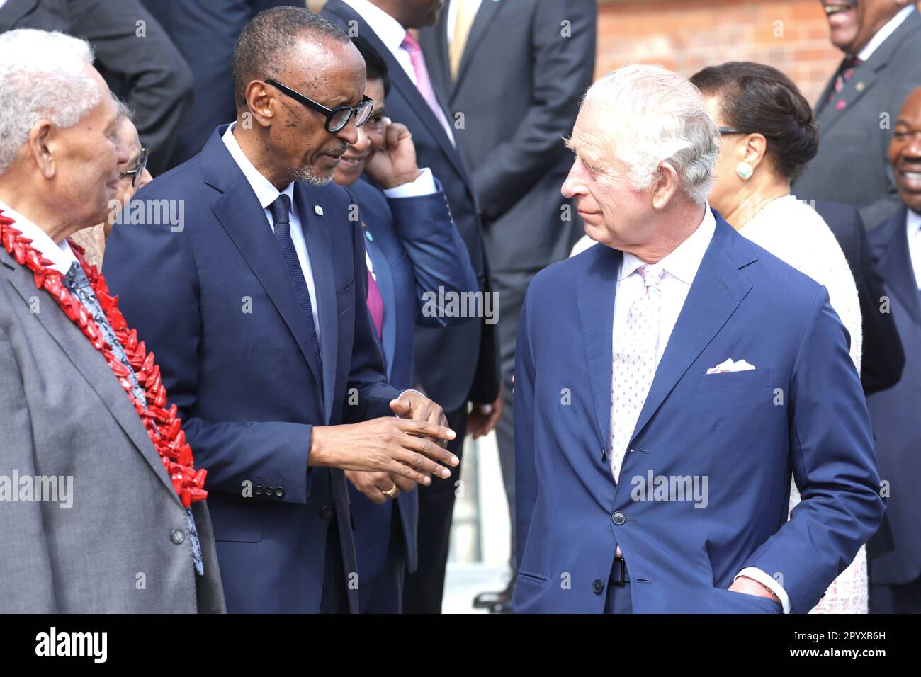 President of Rwanda, Paul Kagame (second left), and King Charles III ...