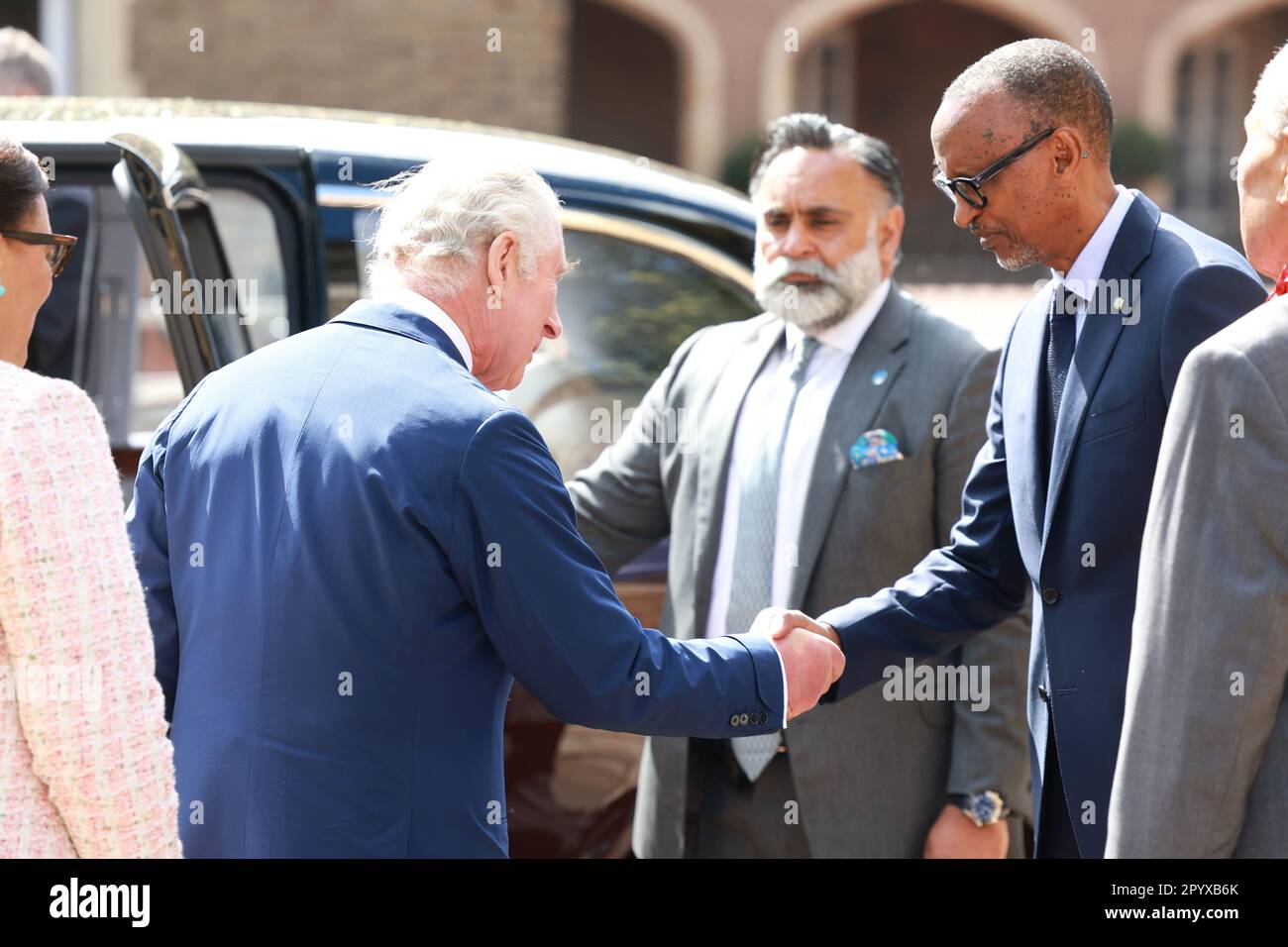 King Charles III shakes hands with President of Rwanda, Paul Kagame at ...
