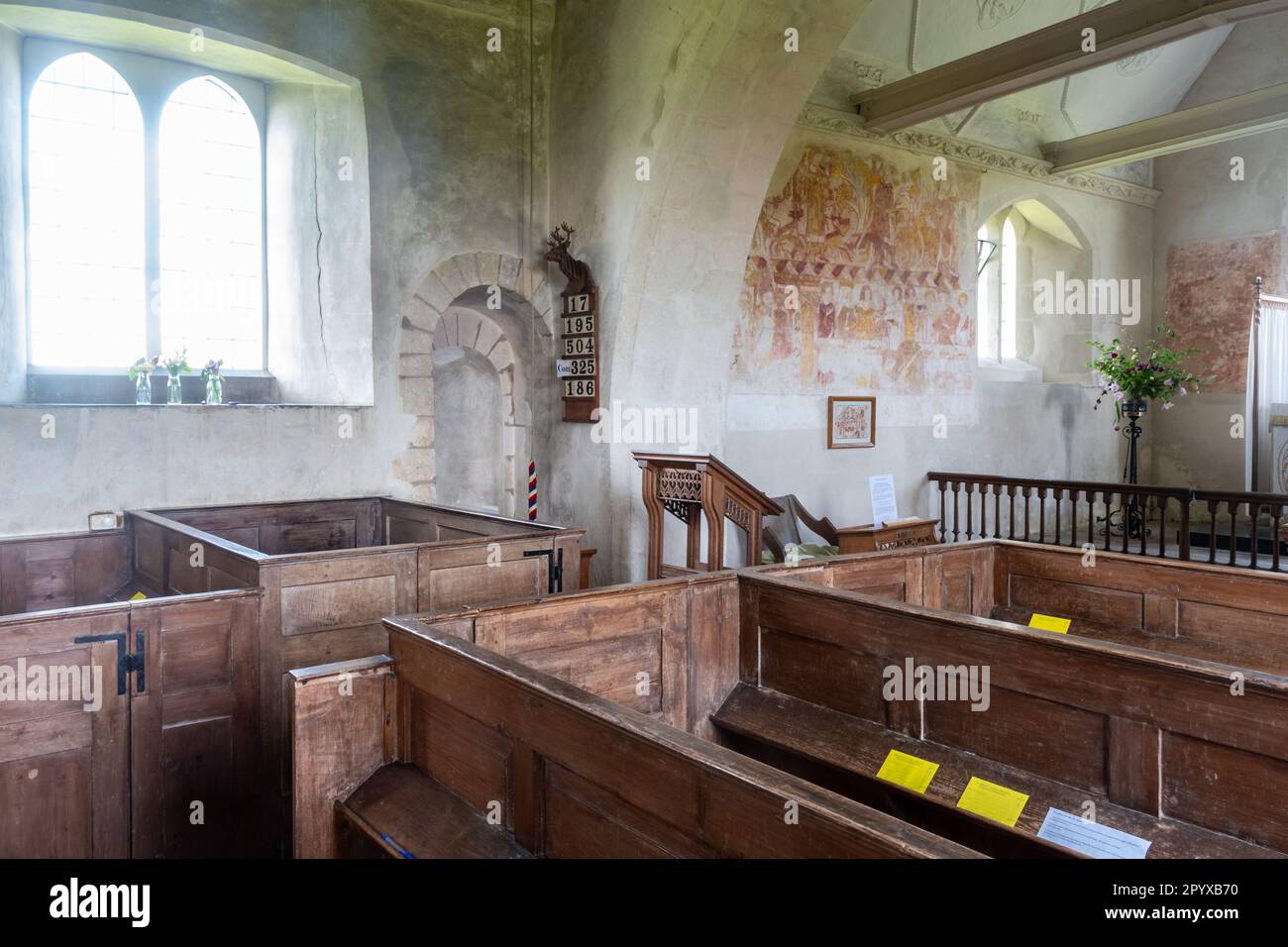 Interior of St Hubert's Church, Idsworth, Hampshire, England, UK, with ...