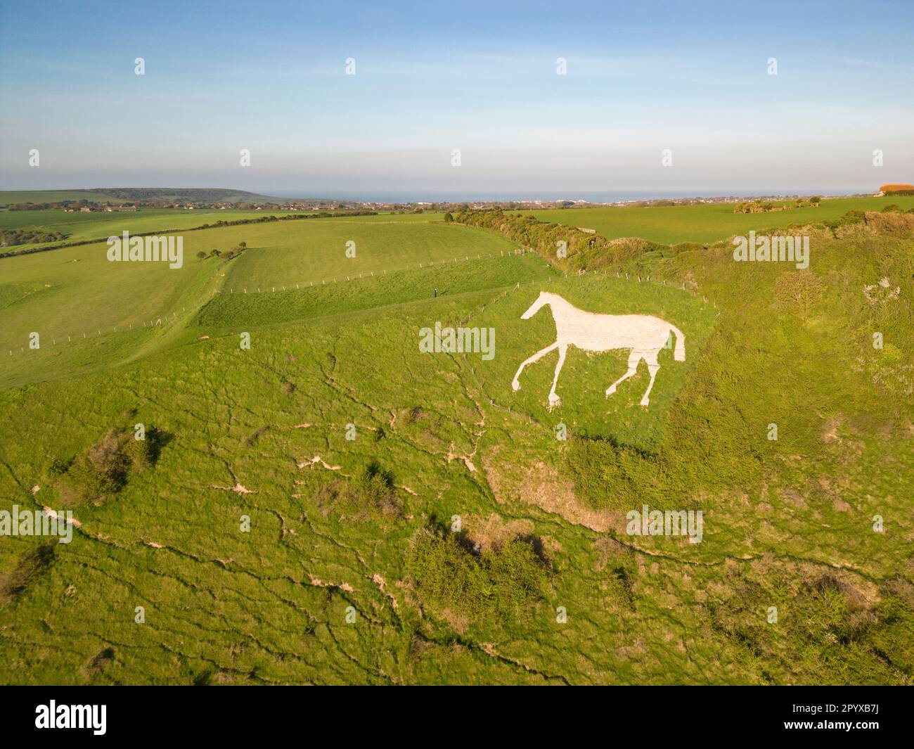 litlington white horse in the south downs national park in east sussex ...