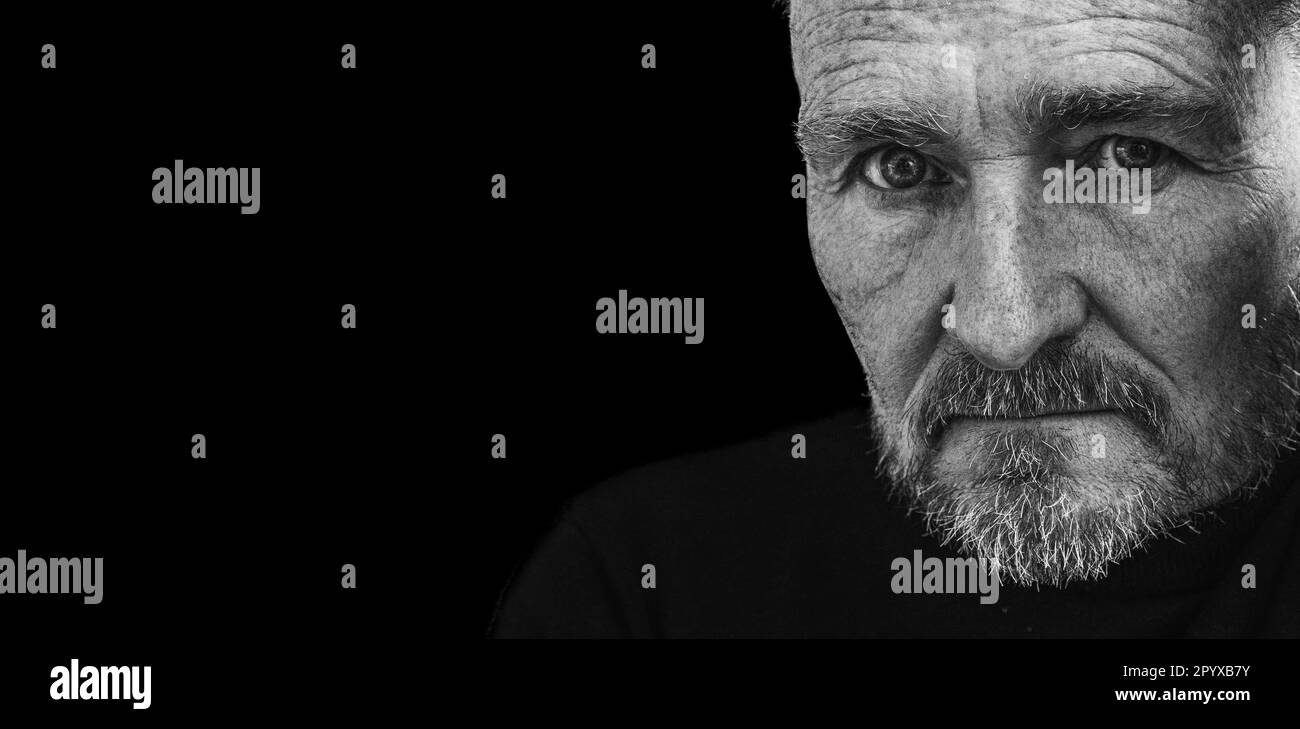 Close up male face in Black and White Stock Photo - Alamy