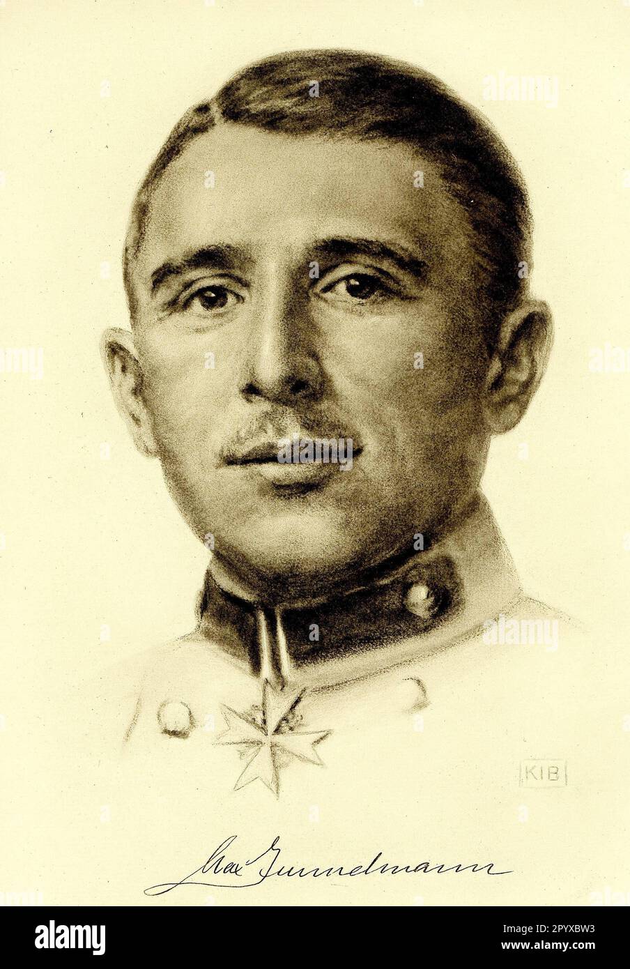 Max Immelmann (1890-1916), German aviator. Drawing by K. J. Boehringer ...
