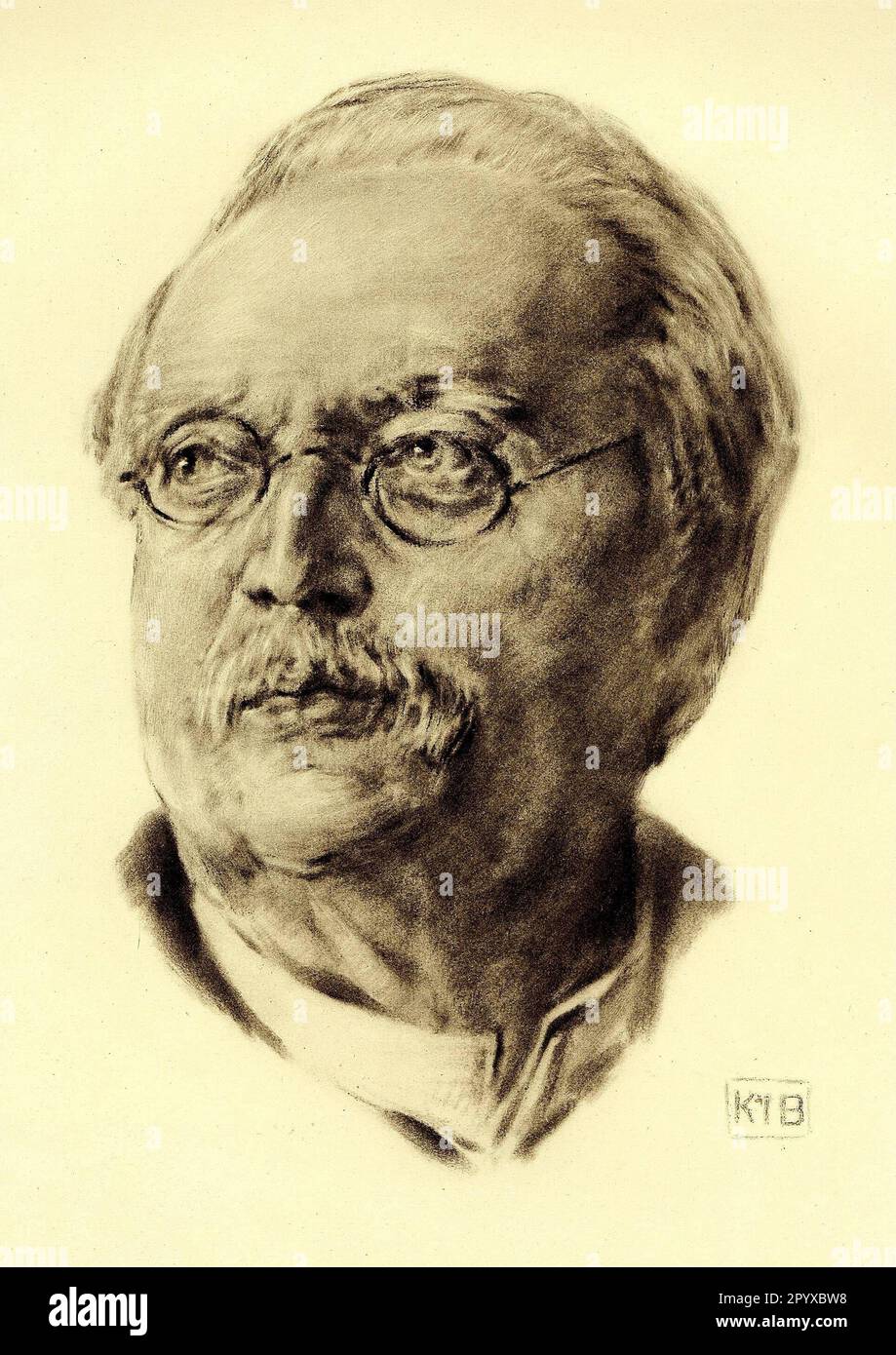 Conrad Ferdinand Meyer (1825-1898), Swiss writer. Drawing by K. J ...