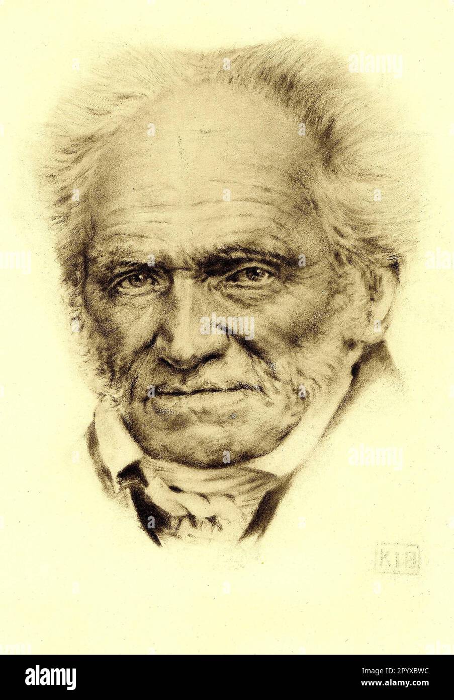 Arthur Schopenhauer (1788-1860), German philosopher. Drawing by K. J ...