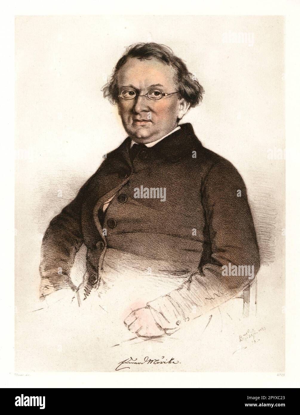 Eduard Mörike (1804-1875), German poet. Drawing by B. Weiss. Photo ...
