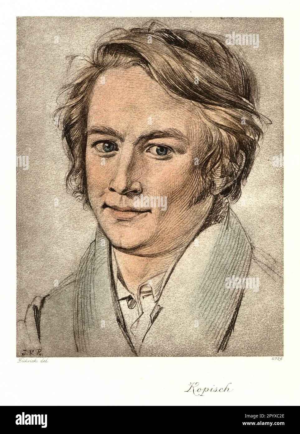 August Kopisch (1799-1853), German painter and writer. Drawing by ...