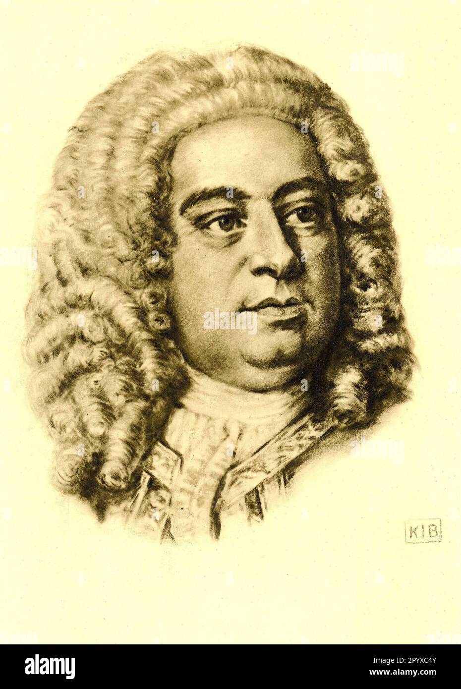 George Frideric Handel (1685-1759), German composer. Drawing by K. J ...