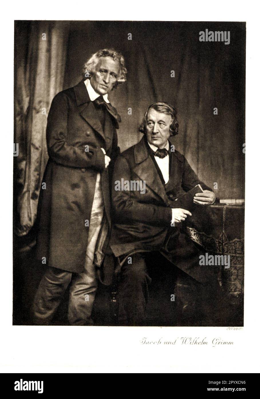 The photograph shows the Grimm brothers, Jacob (1785-1863) and Wilhelm ...